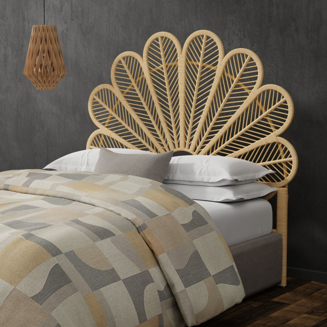 Rattan Petal Headboard Natural, Twin - Tropical - Headboards - by ...
