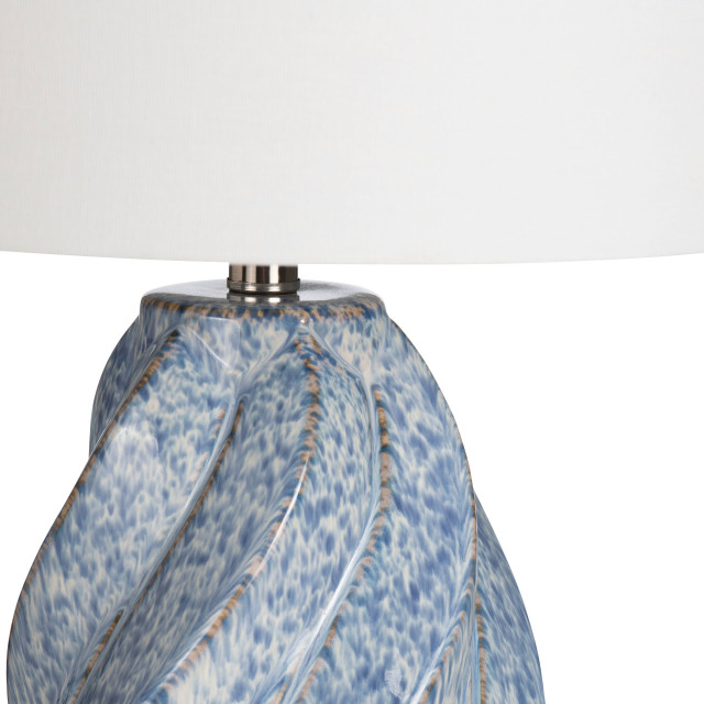 Janice 3-Way Swirl Ceramic Table Lamp with White Linen Shade ...