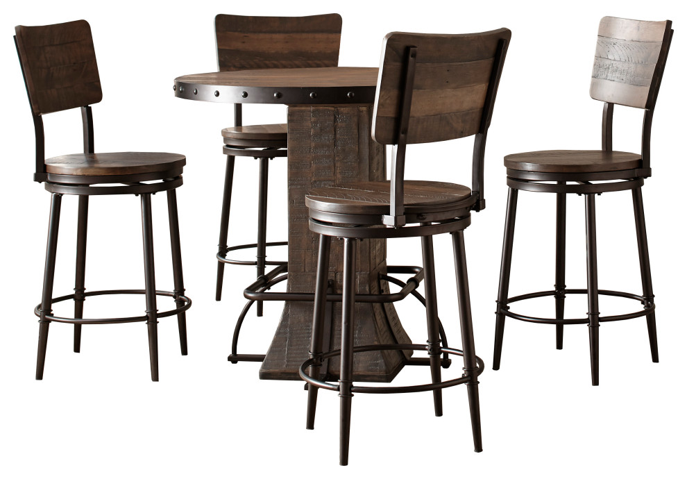 Hillsdale Jennings 5-Piece Round Counter Height Dining, Dining Set ...