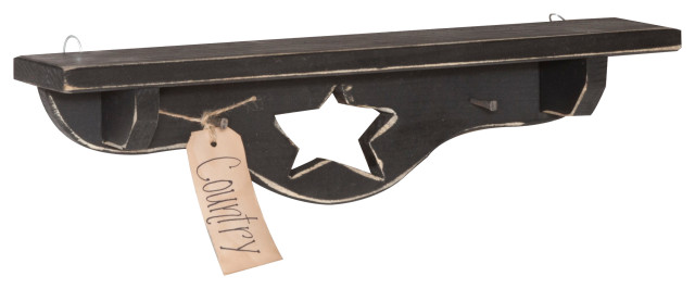 Farmhouse Shelf with Hooks - Farmhouse - Display And Wall Shelves - by ...