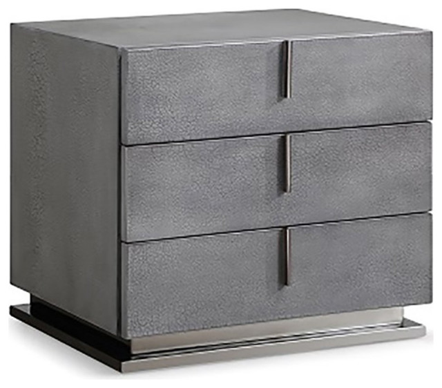 Modrest Buckley 2-Drawer Modern MDF Wood/Metal Nightstand in Gray ...