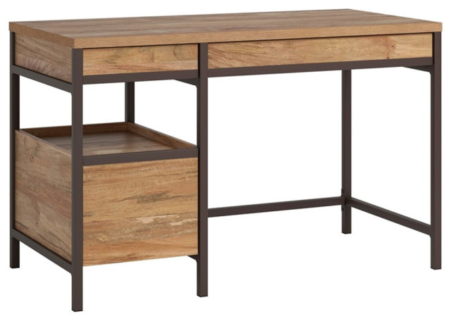 Sauder Manhattan Gate Engineered Wood/Metal Desk in Sindoori Mango ...