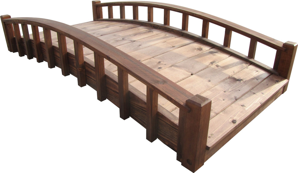 SamsGazebos Japanese Wood Garden Bridge With Arched Railings, 6 ...