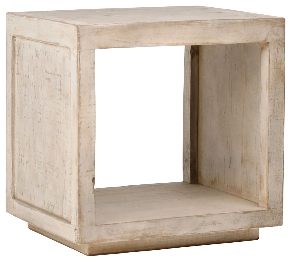 Stark Rectangular Reclaimed Pine Open Frame Side Table, Light Brown ...