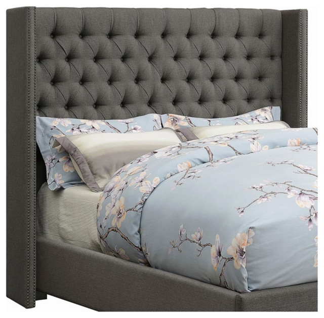 Coaster Bancroft Demi-wing Fabric Upholstered Full Headboard Gray ...