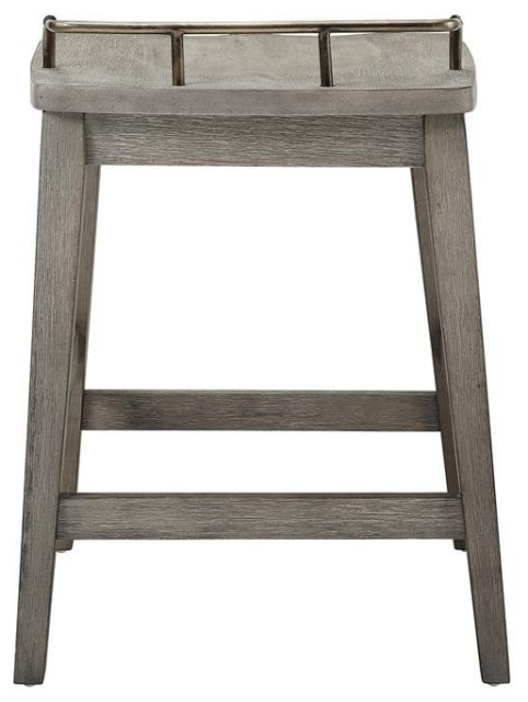 Ryan Rustic Smokey Oak Solid Wood Counter Stool - Midcentury - Bar ...
