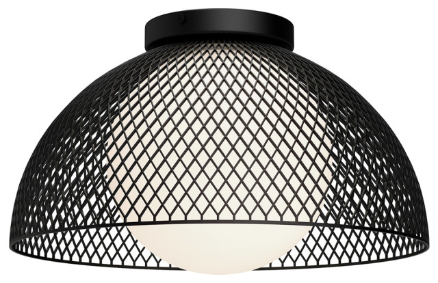 Haven ceiling mount,Matte Black | Opal Matte Glass D12-5/8" x H7-7/8 ...