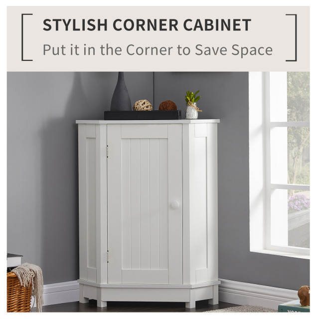 Bathroom Triangle Corner Storage Cabinet with Adjustable Shelves ...