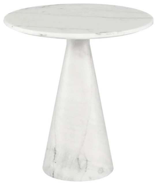 Amina White Marble Side Table - Transitional - Side Tables And End ...