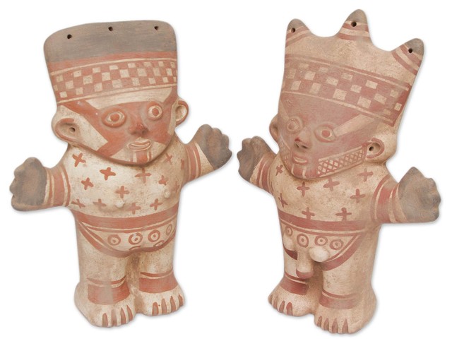Cuchimilco Couple Ceramic Figurines, 2-Piece Set - Scandinavian ...