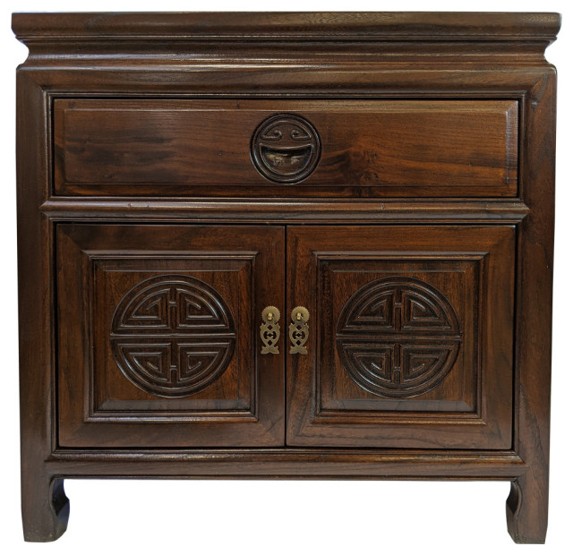 Large End Table With Long Life Carving, 26" - Asian - Side Tables And ...