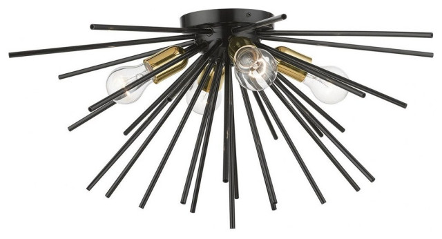 4 Light Large Flush Mount, Sculptural Style, 12.13"Hx25" - Contemporary ...