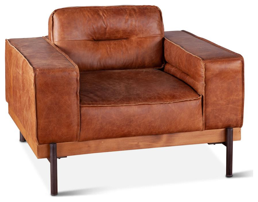 Chiavari Modern Leather Arm Chair in Vintage Cognac - Modern ...