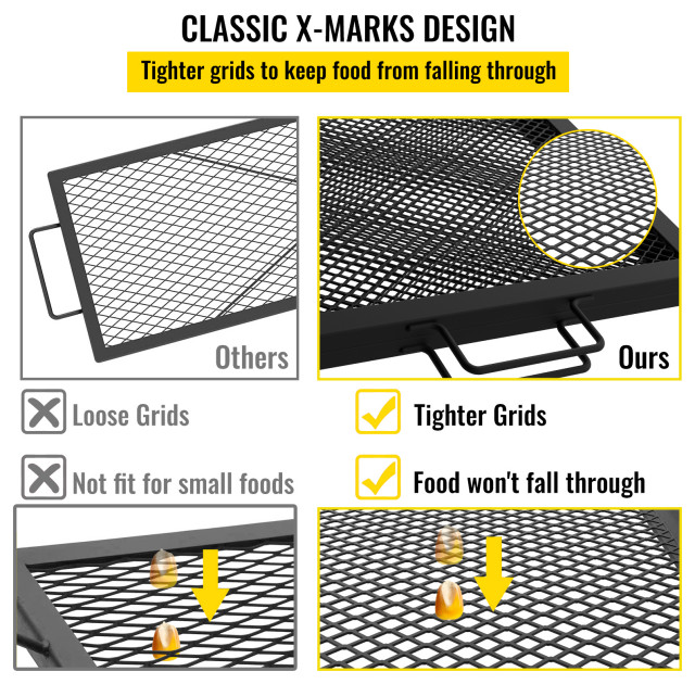 VEVOR Rectangle Cooking Grate Fire Pit Grill Grate w/ X Marks Foldable ...