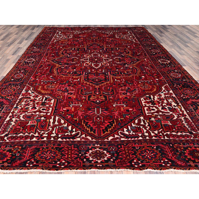 Dutch Tulip Red Semi Antique Hand Knotted Shiny Wool Oriental Rug 9'7 ...