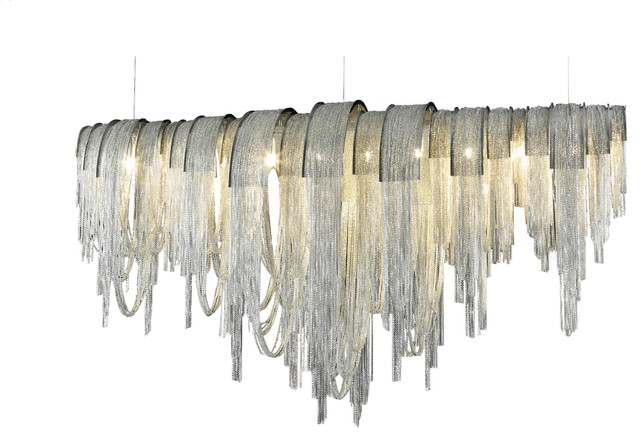 Chrome Iron Chain Chain Light With Adjustable Strings - Contemporary ...