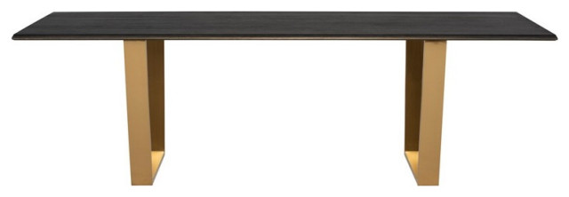 Lazzaro Dining Table black wood vein marble top brushed gold 78" - Contemporary - Dining Tables ...