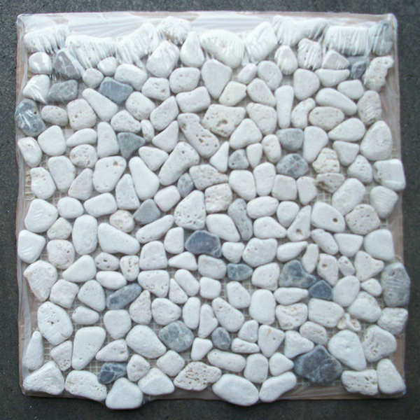 Non Slip Shower Tile Tumbled Pebble Stone Travertine Emperador Marble ...
