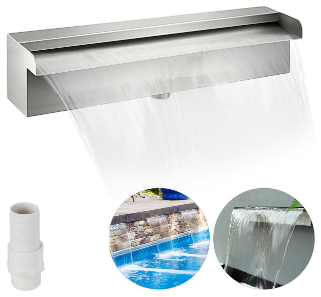 Pool Fountain Rectangular Waterfall, 23.6" Stainless Steel ...