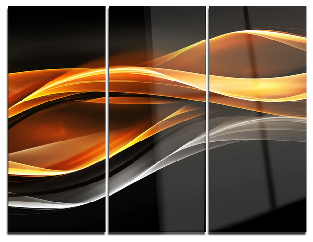 "Gold Silver Inward Lines" Digital Metal Wall Art, 3 Panels, 36"x28 ...