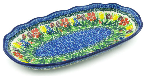 Polmedia Polish Pottery 12" Stoneware Platter - Farmhouse - Serving ...