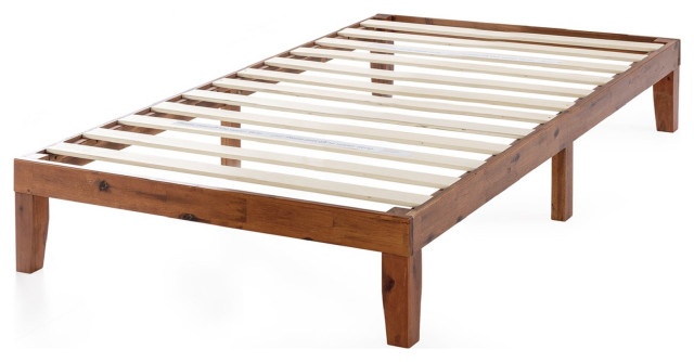 Retro Platform Bed, Hardwood Frame & Strong Slat Support, Twin ...