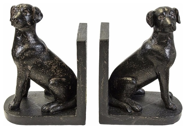 Guarding dog bookends, Black, Set of 2 - Contemporary - Bookends - by ...