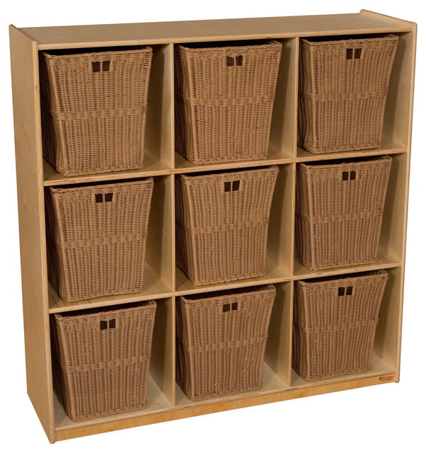 9 Cubby Storage With Large Baskets - Transitional - Baskets - by Wood ...