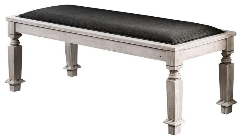 Bench, Antique White and Gray - Traditional - Upholstered Benches - by ...