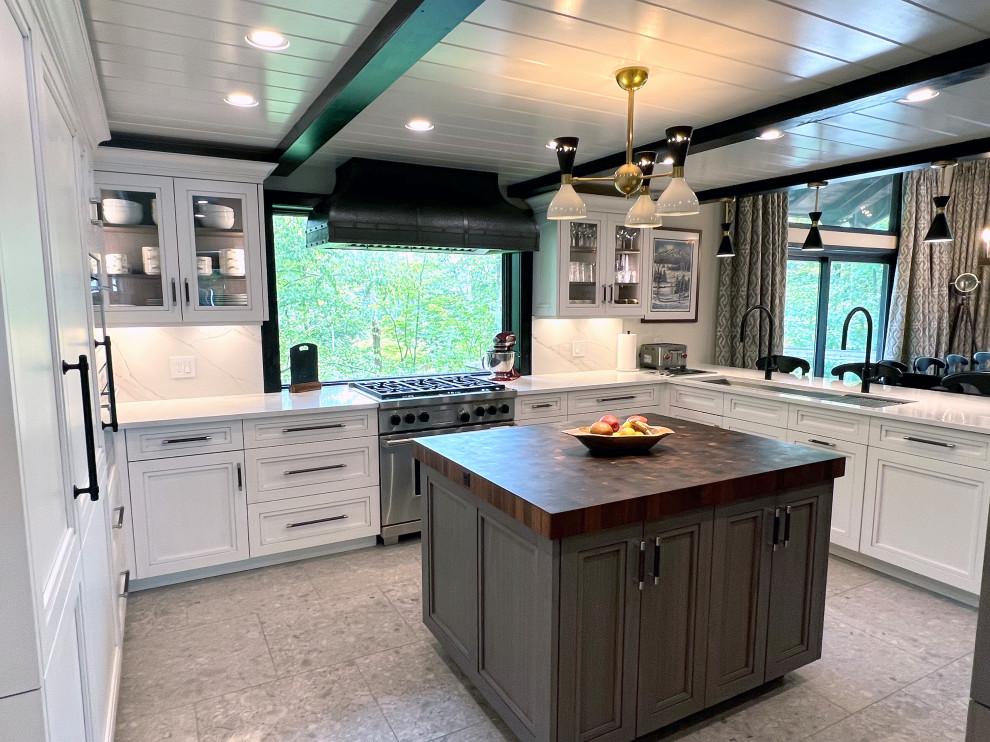 Kitchen with Butcher Block Kitchen Island - Modern - Kitchen - New York ...