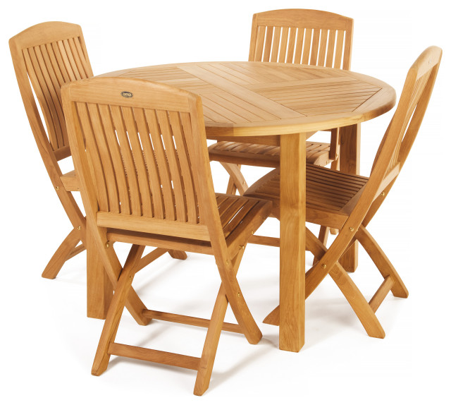 Teak Dining Table Asia - Round 48" (120 cm) KD - Transitional - Outdoor ...