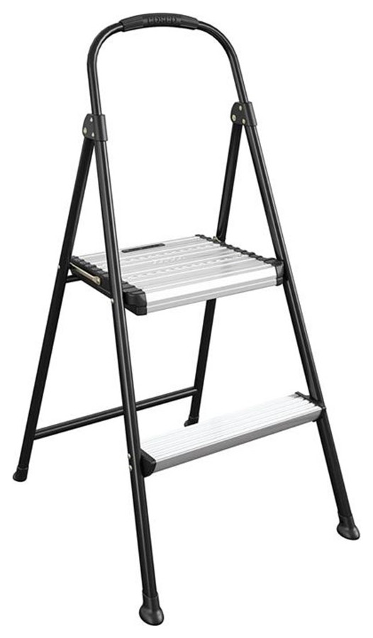 COSCO Two-Step Folding Step Stool with Rubber Hand Grip in Black ...