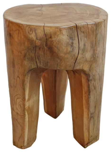 Organic Teak Root 3 Leg Stool - Rustic - Accent And Garden Stools - by ...