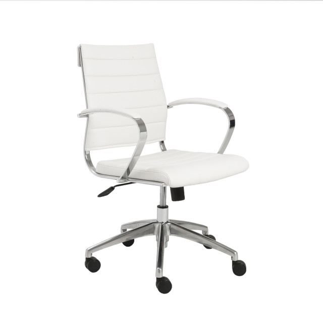 Axel Low Back Office Chair, White With Aluminum Base - Contemporary ...