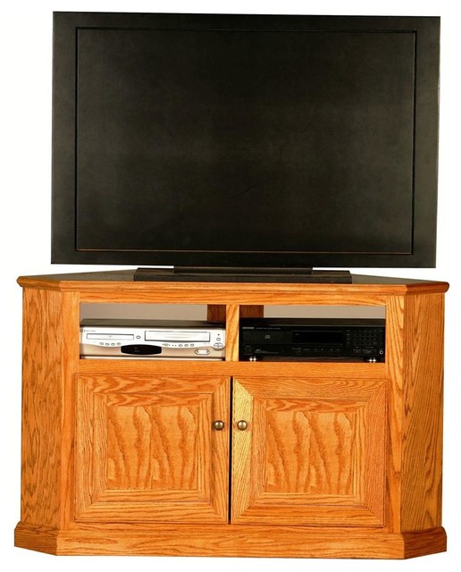 Classic Oak Tall Corner TV Stand w Panel Doors (Unfinished ...