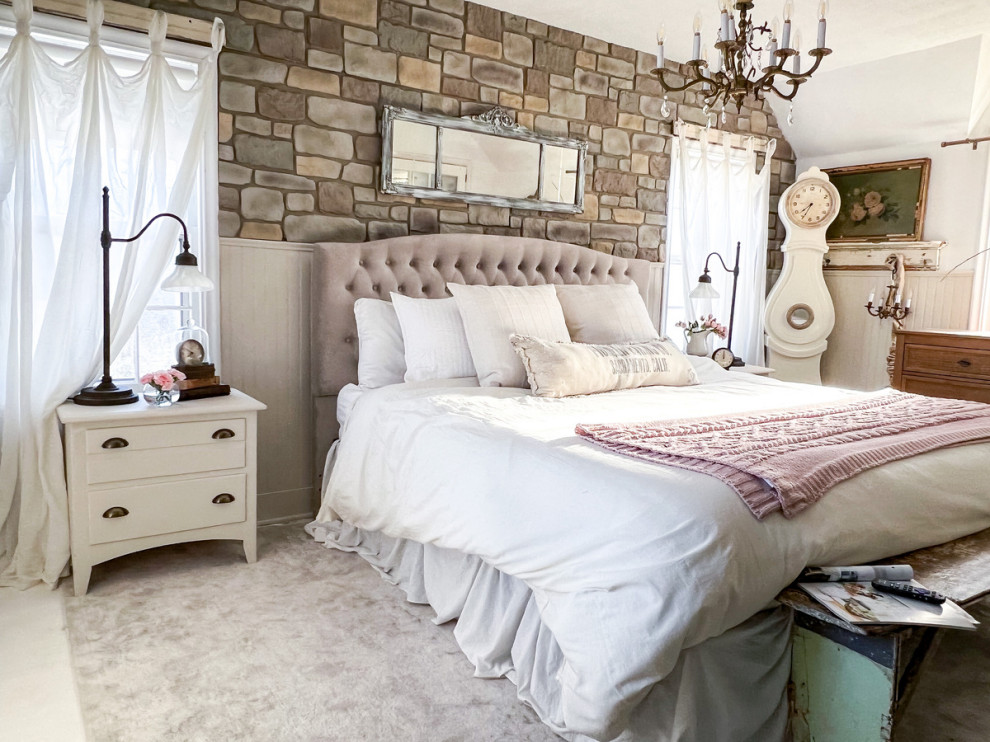 Bedroom Designs with Faux Stone Panels - Farmhouse - Bedroom ...