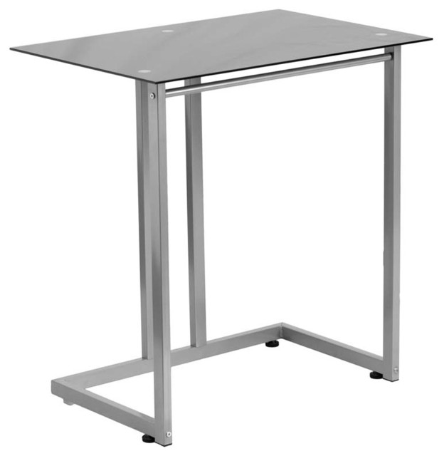 Black Tempered Glass Computer Desk - Transitional - Desks And Hutches ...