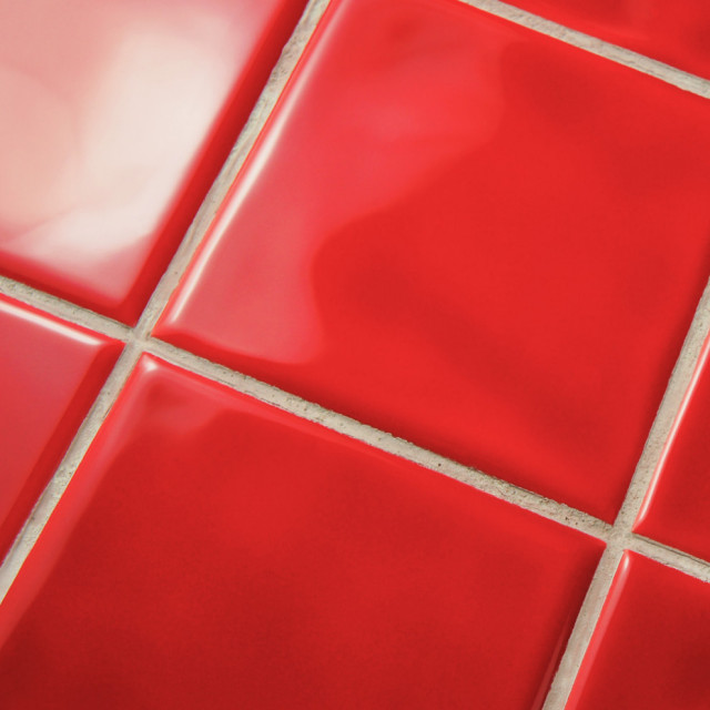 Twist Square Ceramic Wall Tile, Red Cherry, Sample - Contemporary ...