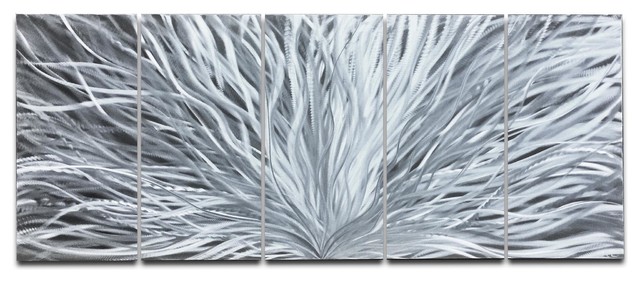 Abstract Metal Art 'Blooming', Modern Urban Artwork on Natural Aluminum ...