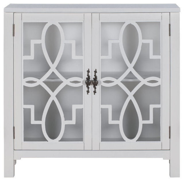 36" Tall Wood 2-door Accent Cabinet with Adjustable Shelf ...