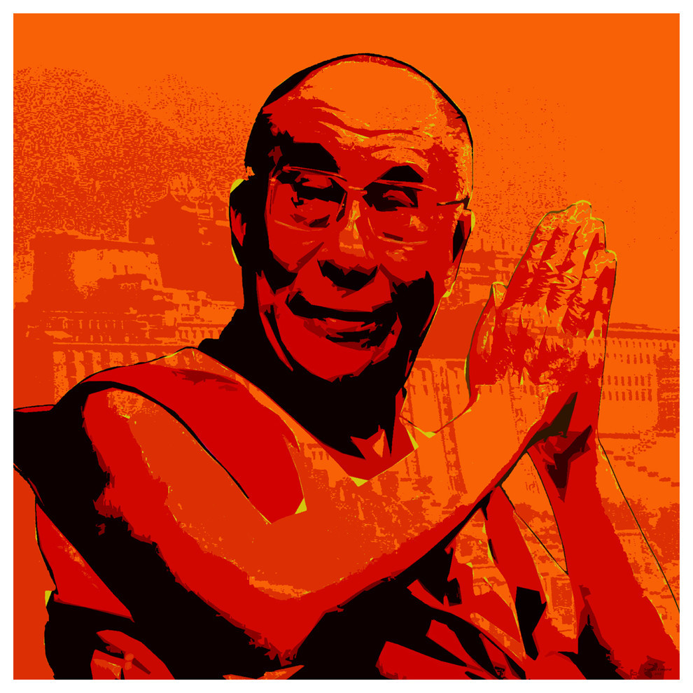 His Holiness The Dalai Lama Pop Art, 2, 24x24 Rolled - Asian - Prints ...