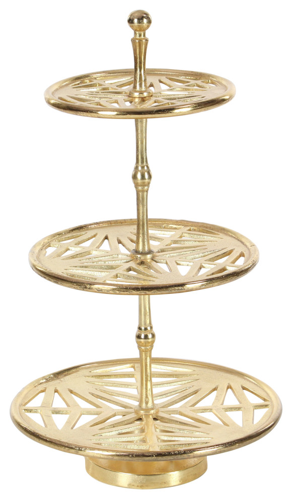 Gold Aluminum Contemporary 3 Tier Tray Stand 68988 - Traditional ...
