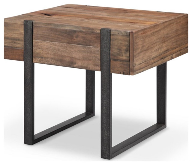Magnussen Prescott Modern End Table in Rustic Honey - Industrial - Side ...