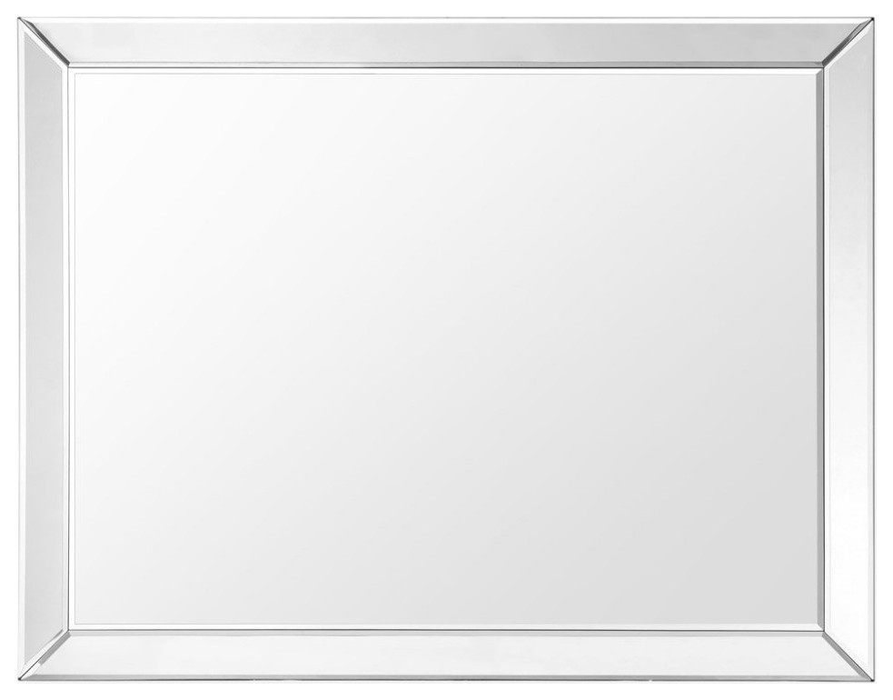 52" Modern Lige Mirror Simple Border Black Wood Frame Backing Hangman ...