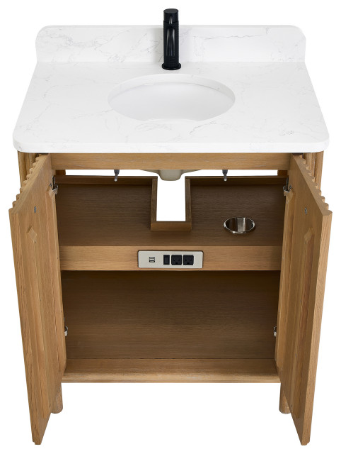Seoul Bath Vanity, Composite Stone Top No Mirror, 30" - Transitional ...