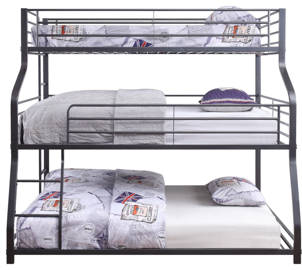 ACME Caius II Triple Bunk Bed Twin/Full/Queen, Gunmetal - Transitional ...