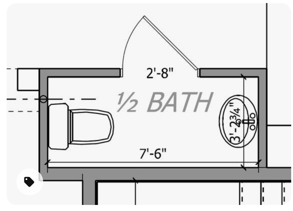 Powder room entry door - swings out left or right?