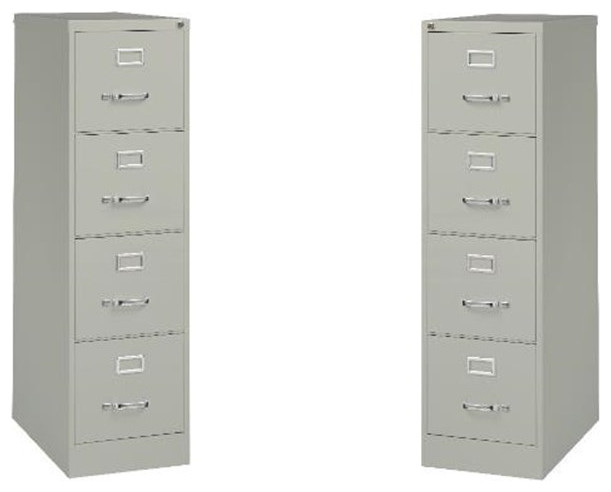 Pemberly Row 4 Drawer Metal Vertical Filing Cabinet Set in Light Gray ...