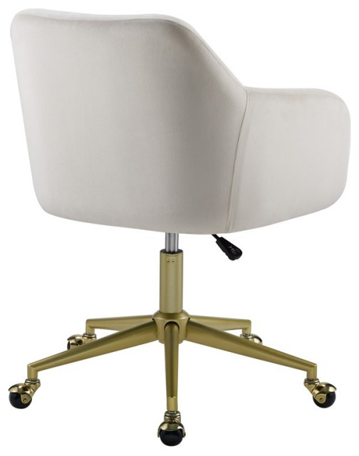 Linon Lyla Gold Metal Base Upholstered Office Chair with Wheels in Off ...