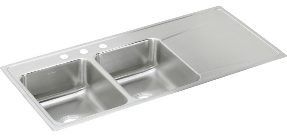 Elkay Lustertone Stainless Steel Equal Double Bowl Drop-in Sink w ...